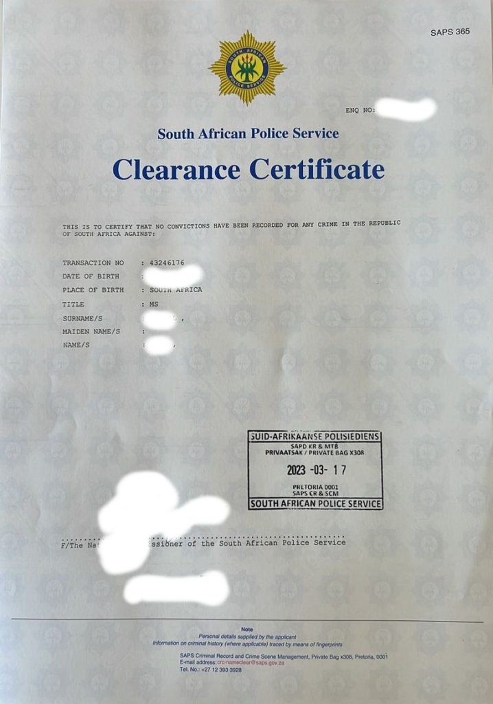 Police Clearance Certificate (PCC) 3 - 5 days express service